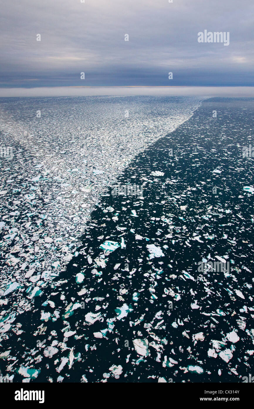 Aerial view of Ice bergs in Beaufort Sea, Arctic Circle, Arctic Ocean ...