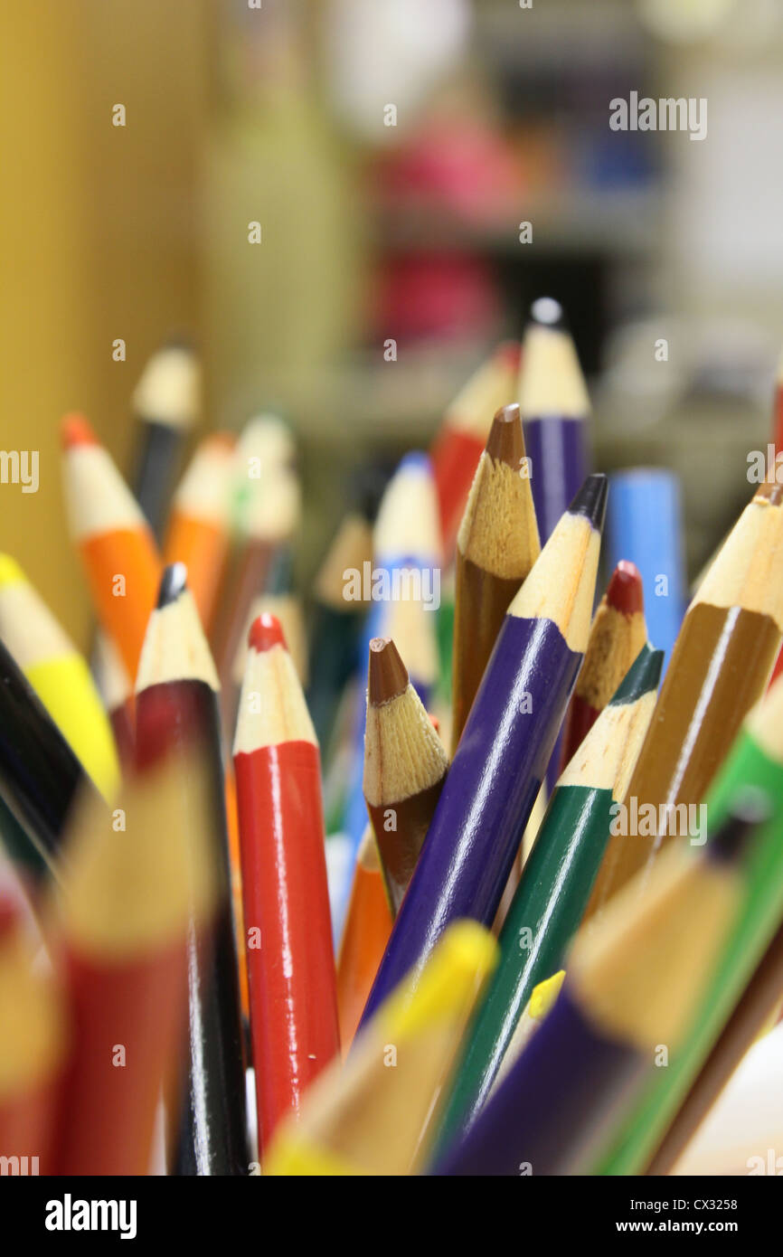 Upright colored pencils Stock Photo - Alamy