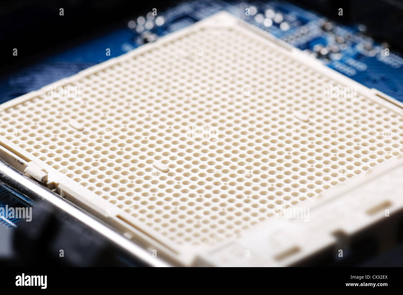 CPU socket on a circuit board closeup Stock Photo - Alamy