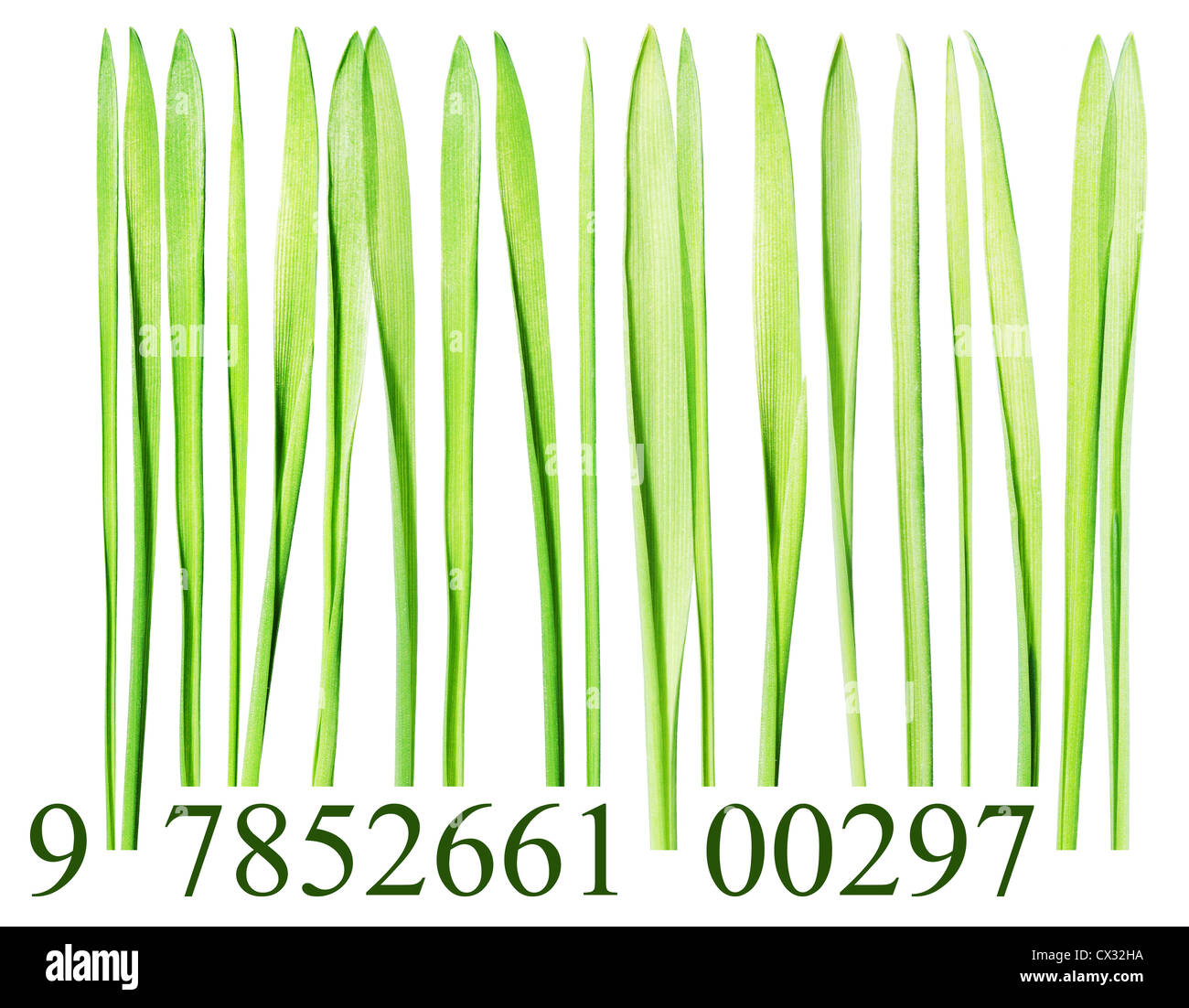 Bar code made from grass blades isolated on white Stock Photo - Alamy