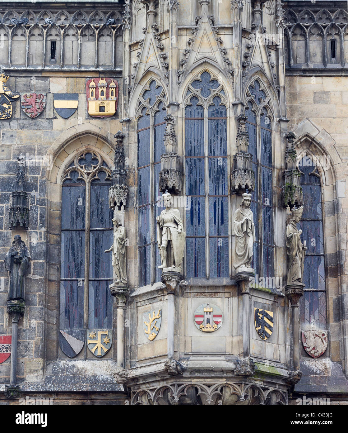 Beautiful Architecture in Prague with stone statues Stock Photo - Alamy