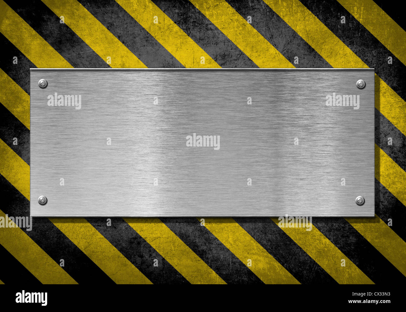 metal plate background with hazard stripes Stock Photo - Alamy