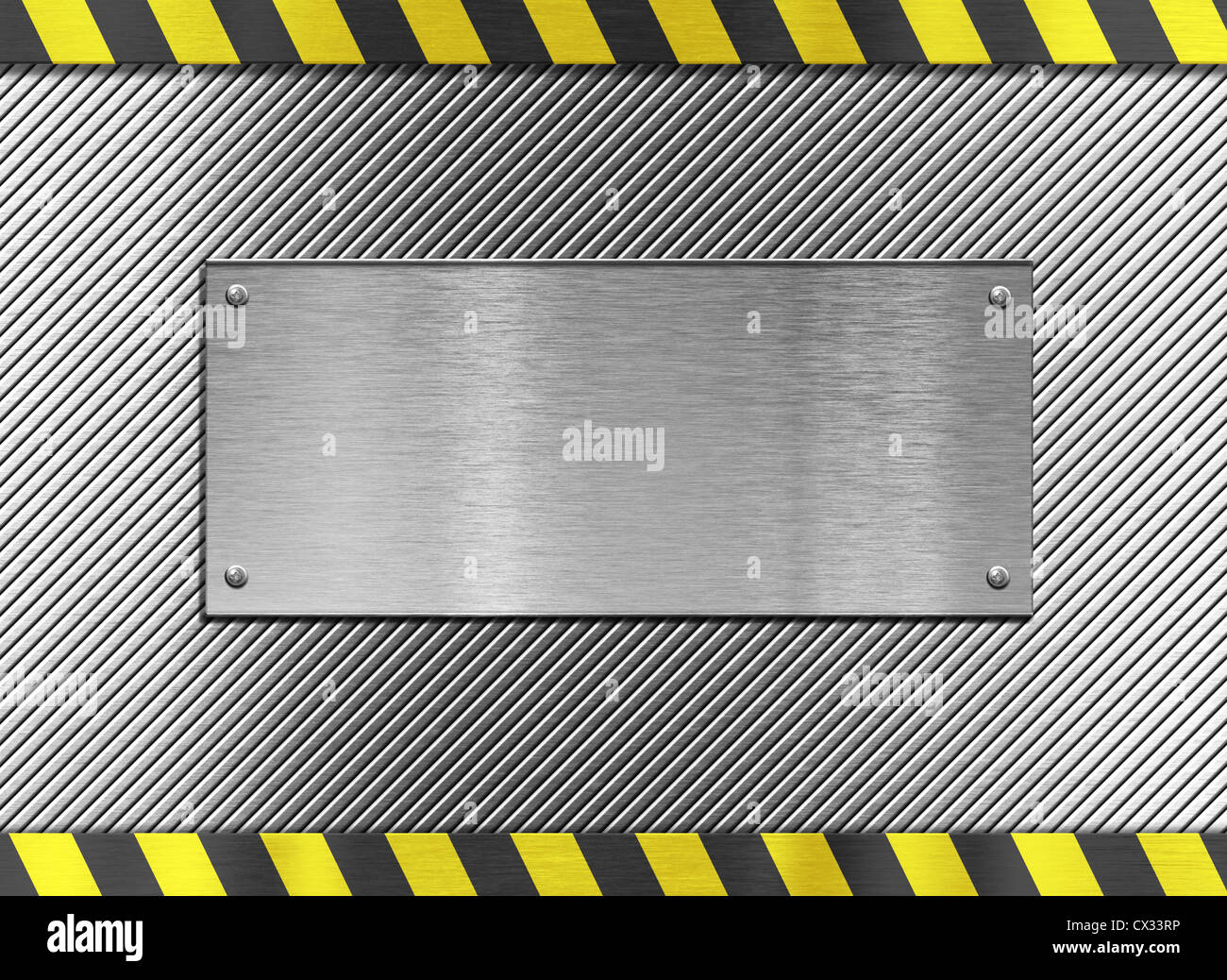 metal plate background with hazard stripes Stock Photo - Alamy
