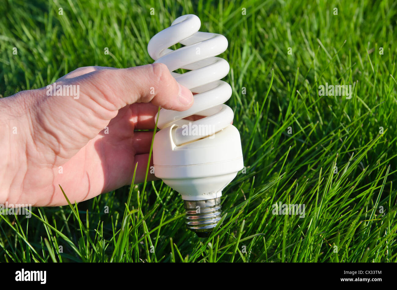 energy saving lamp in hand Stock Photo - Alamy