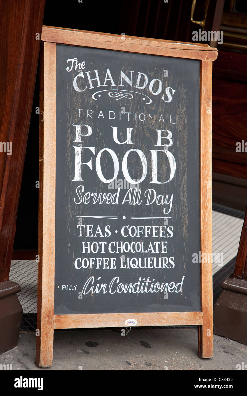Chandos Pub Food Menu, London, England, UK Stock Photo - Alamy