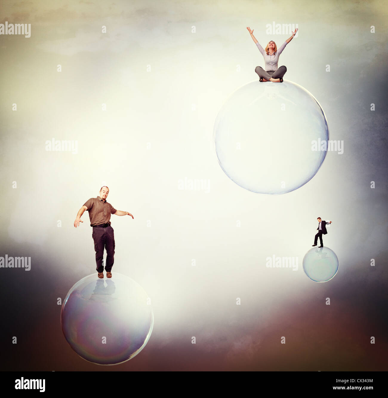 different people on soap bubble Stock Photo - Alamy