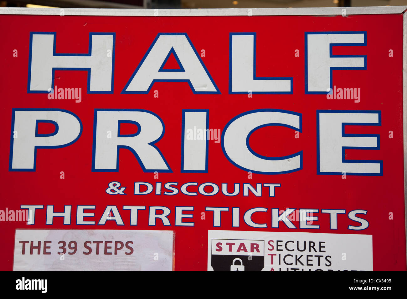 Half Price Dicount Threatre Tickets Sign; Leicester Square; London ...