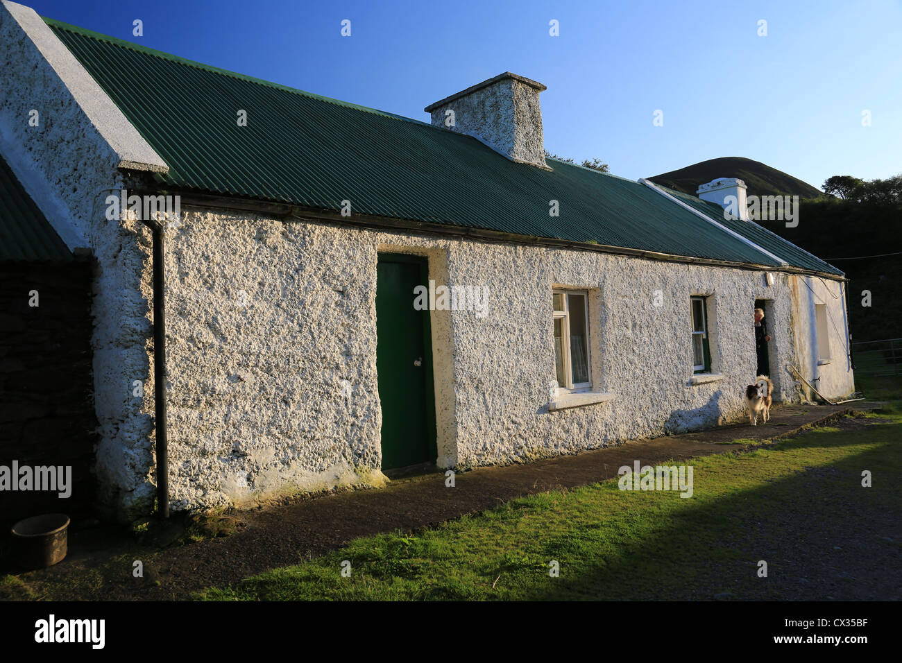 co county kerry, old stone built farm house with corrugated iron roof ...