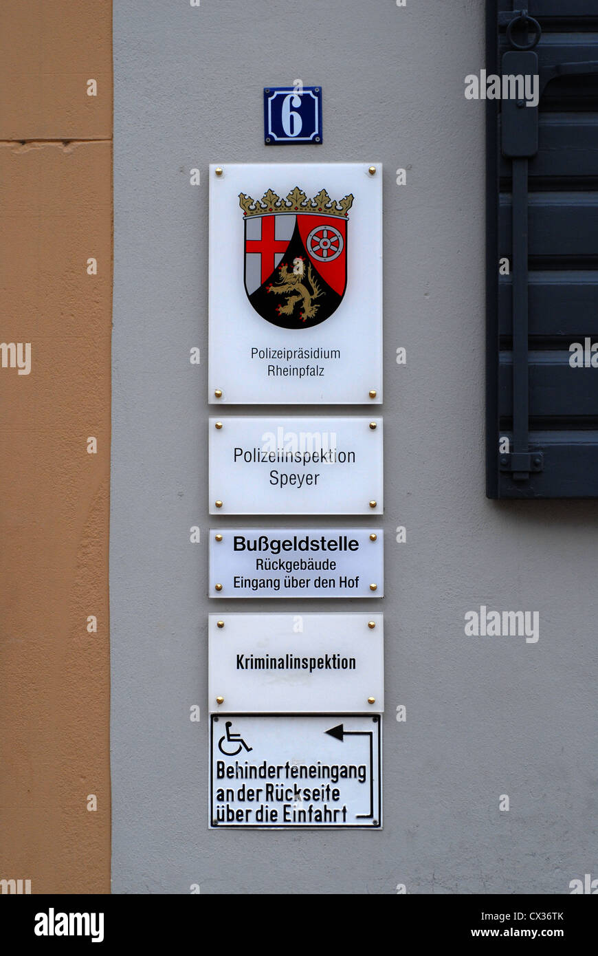 Sign on the wall of a police station in Speyer - Germany Stock Photo ...