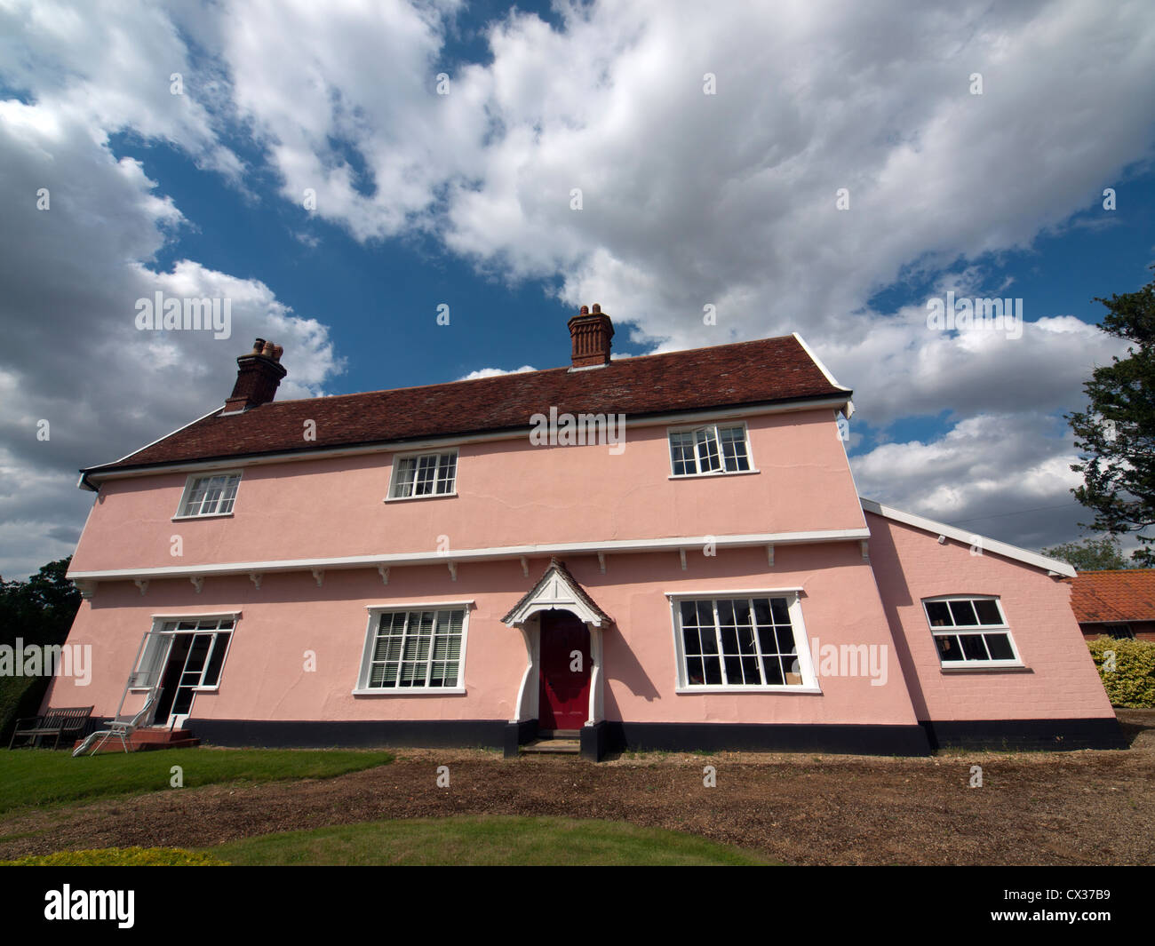 An old pink house in Suffolk Stock Photo - Alamy