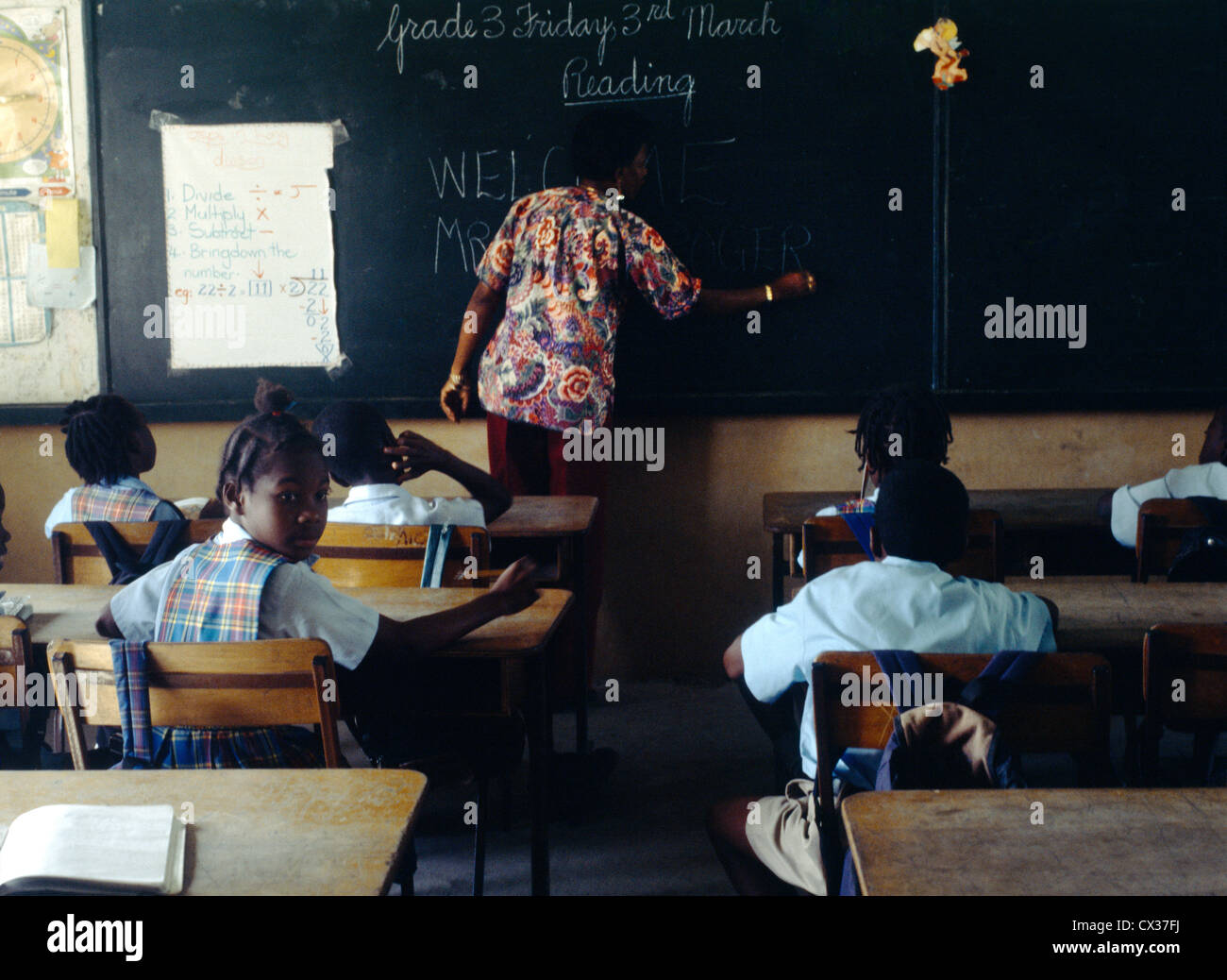 Basseterre St Kitts Caribbean Children In School Classroom With Female ...