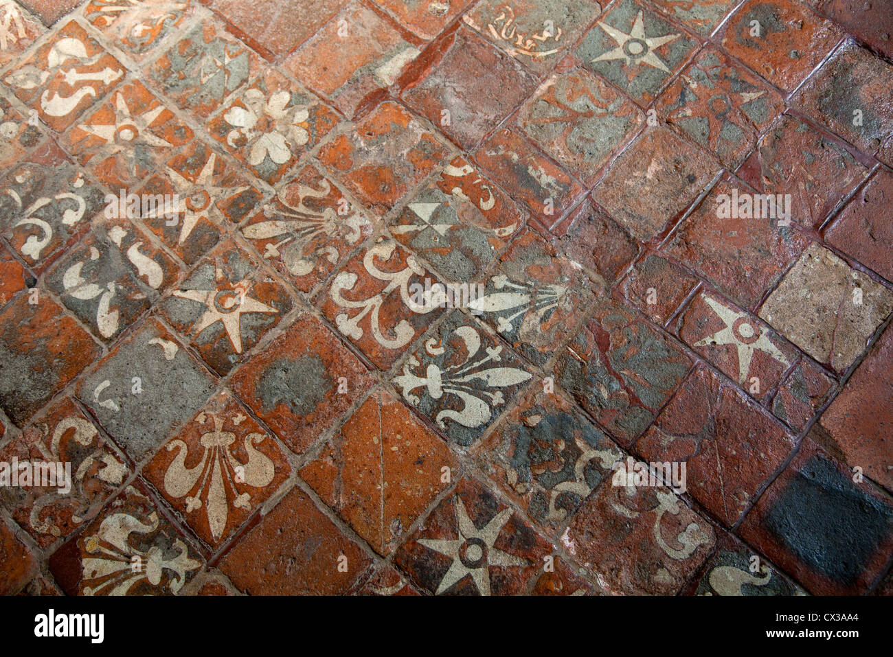 Winchester Medieval Floor Tiles - Hampshire UK Stock Photo - Alamy