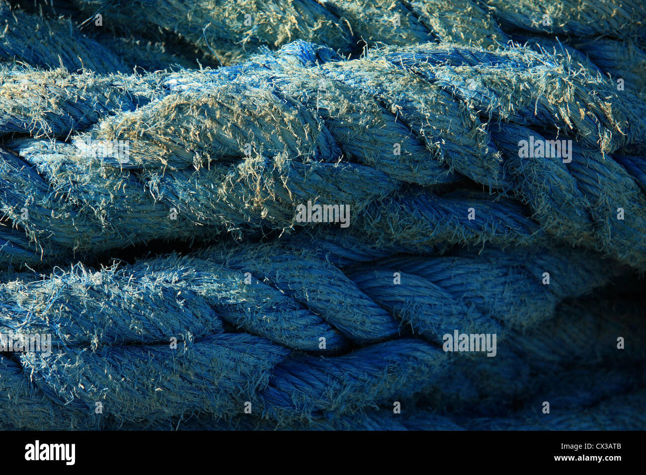 Old blue nylon rope on the ship, Nassou , Bahamas Stock Photo - Alamy