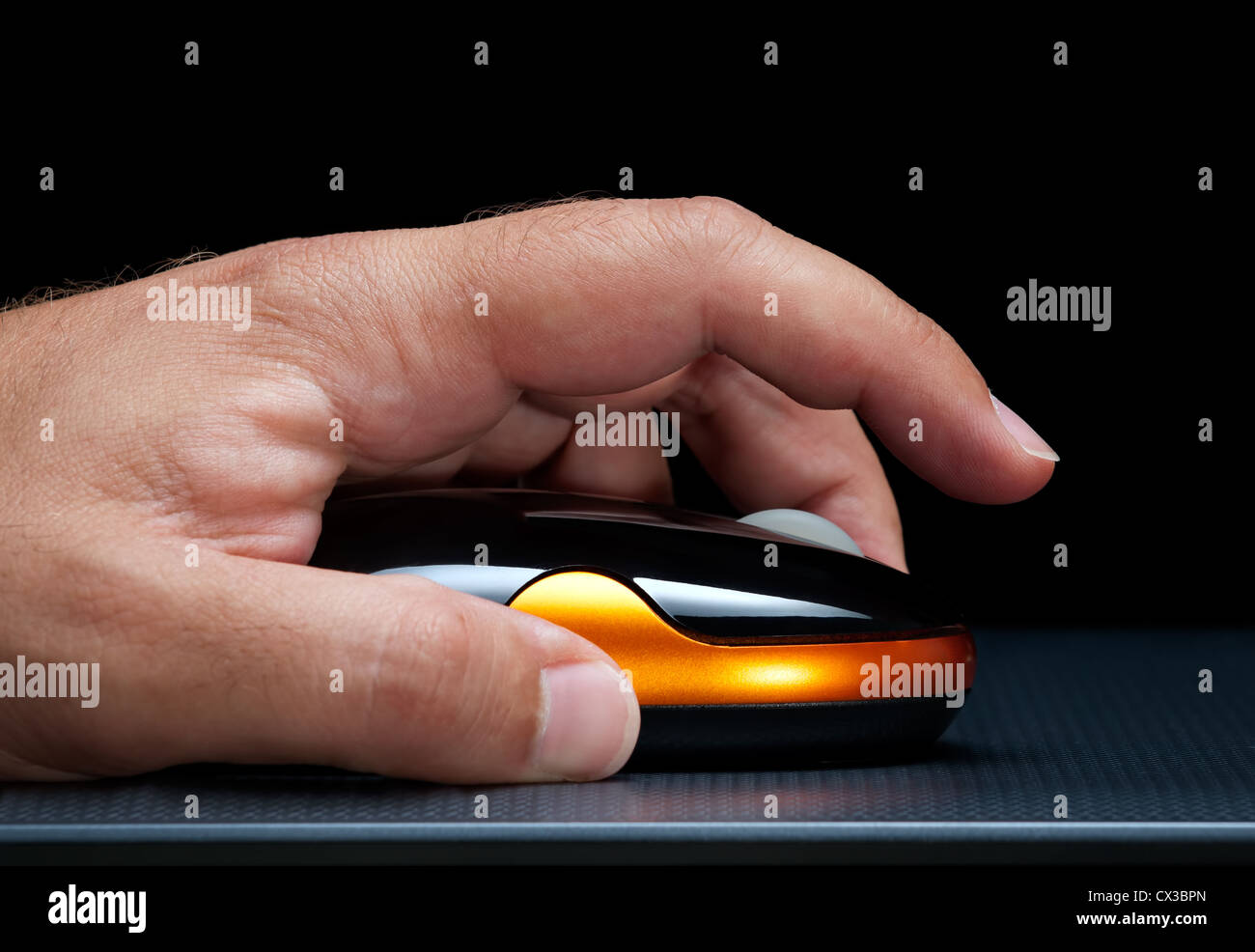 Closupe view of a man's hand and computer mouse Stock Photo - Alamy