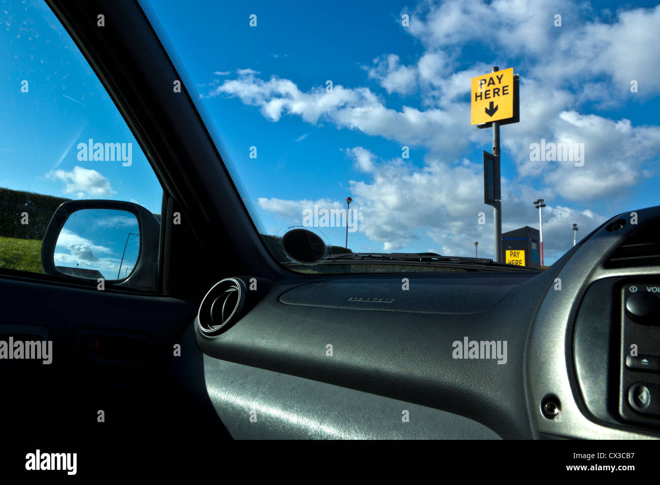 Pay and Display Machine Viewed from Inside a Parked Car Stock Photo - Alamy