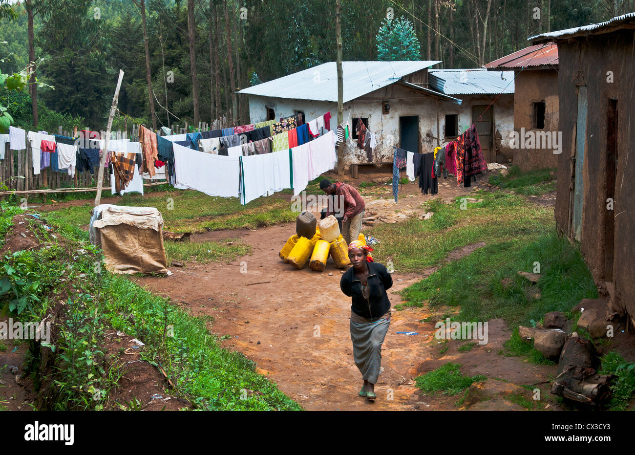 Addis Ababa Ethiopia Africa poor neighborhood and homes with local ...