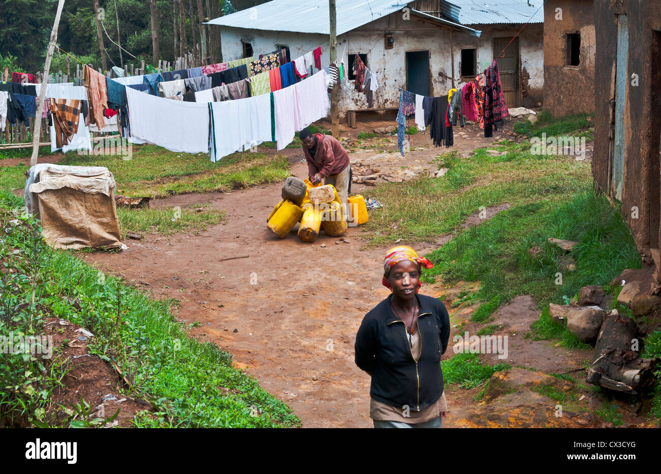 Addis Ababa Ethiopia Africa poor neighborhood and homes with local ...