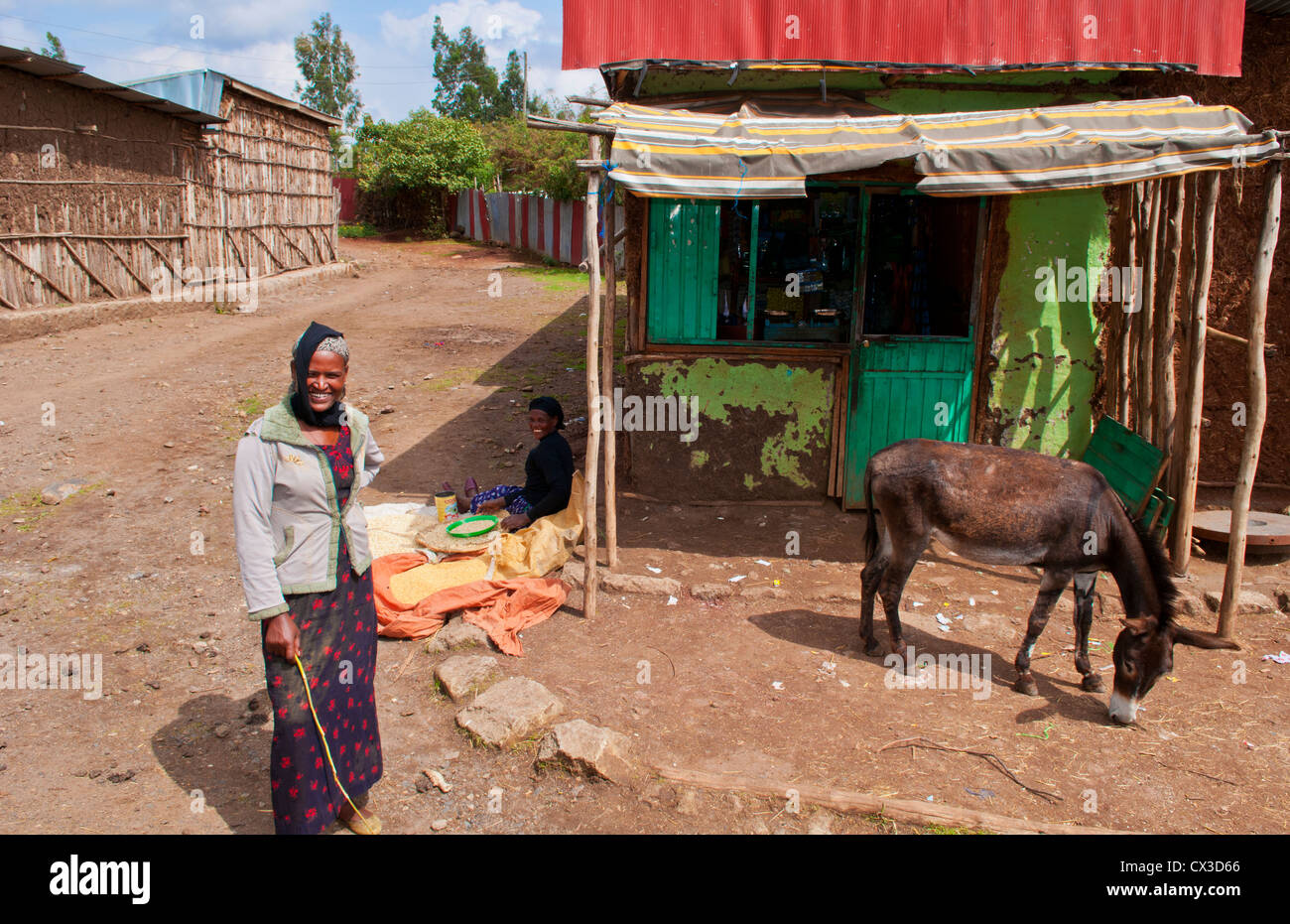 Melka Country Ethiopia Africa Oromo Tribe woman in door of poor home ...