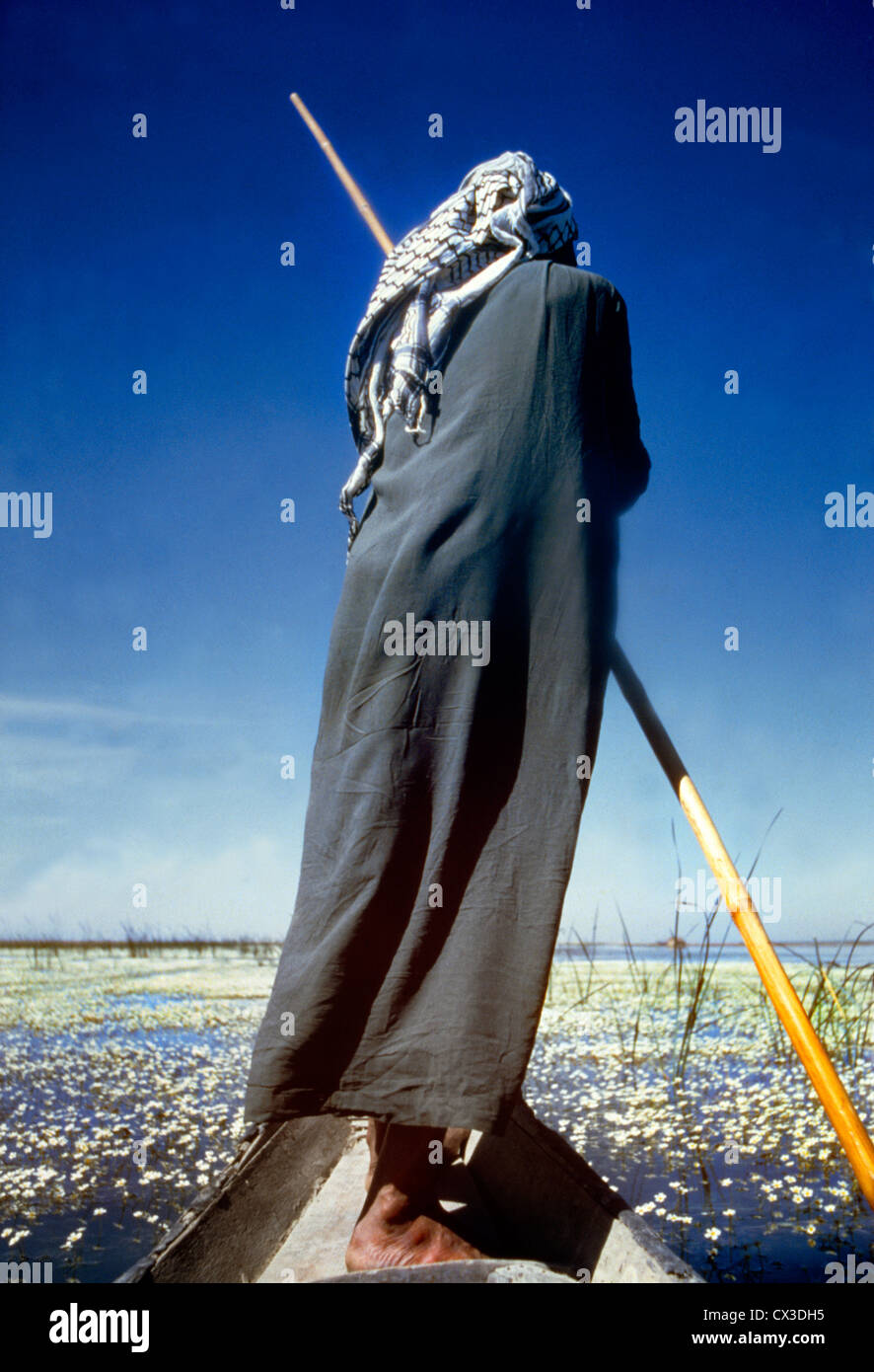 Iraq Marsh Arab In Canoe Stock Photo - Alamy