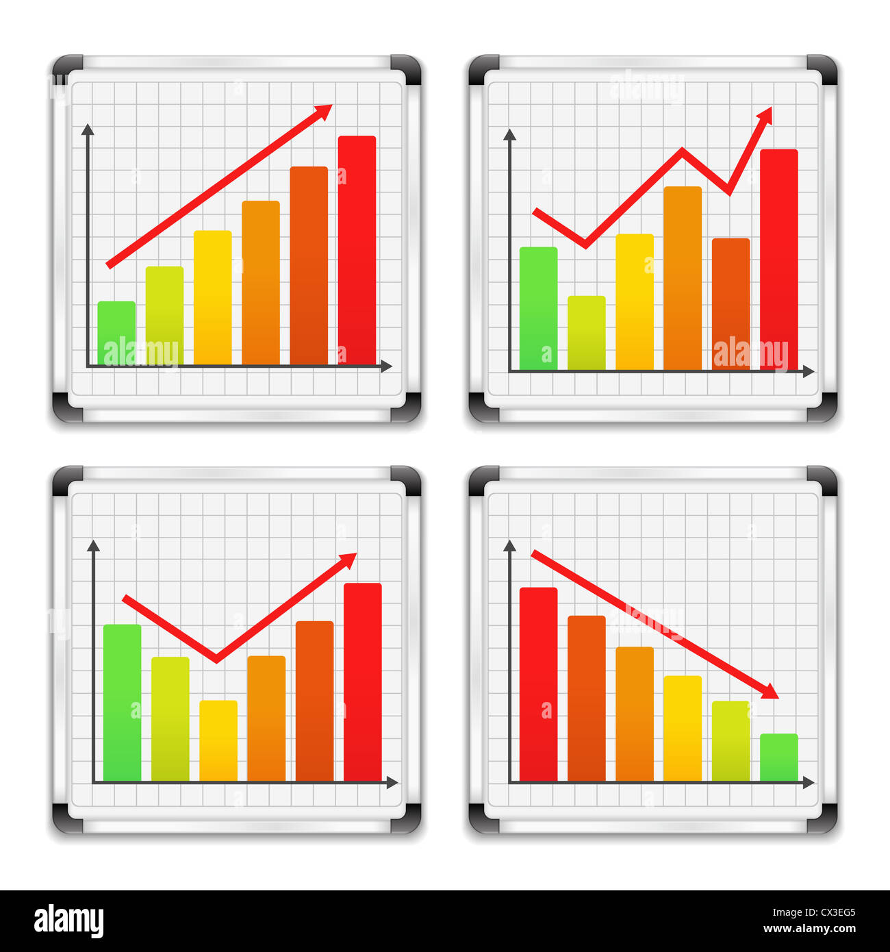 Bar graphs on whiteboards Stock Photo - Alamy