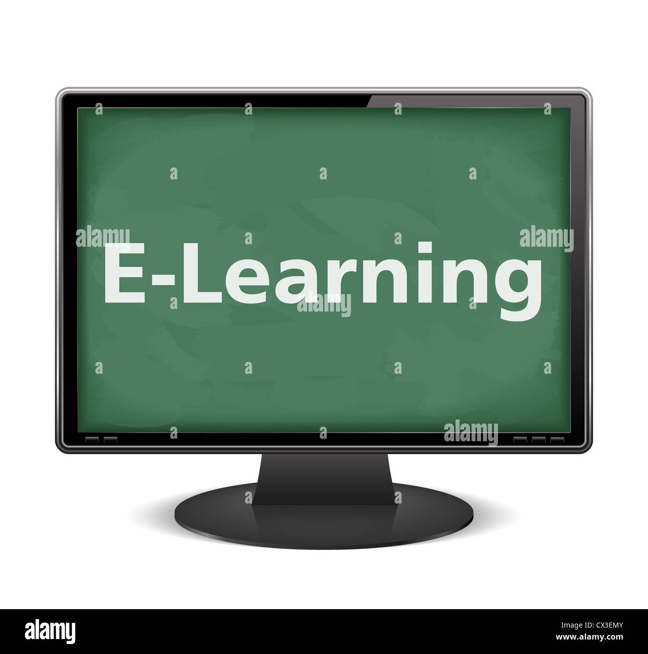 Computer monitor with blackboard background on the screen, e-learning ...