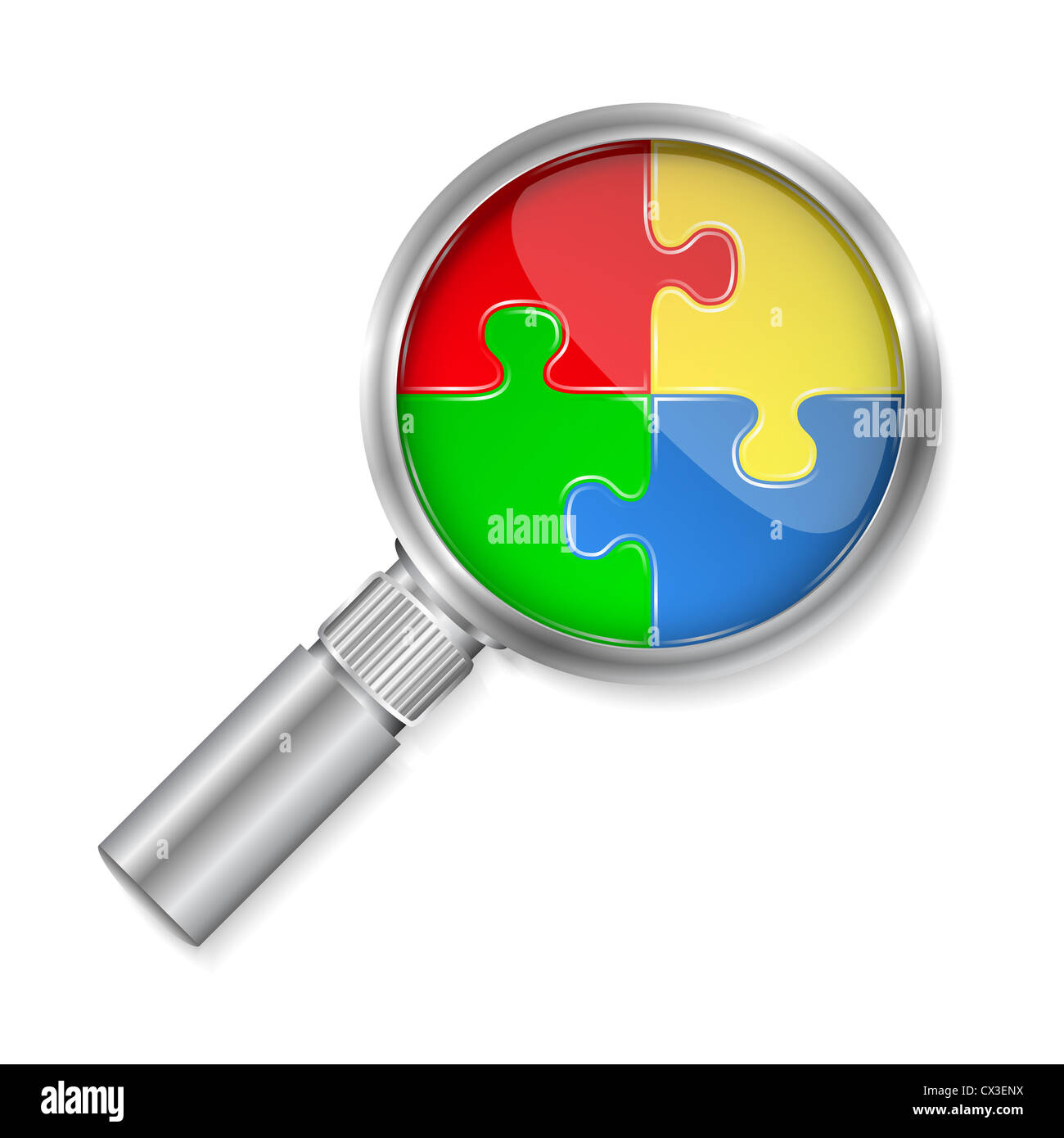 Magnifier with puzzle circle Stock Photo - Alamy