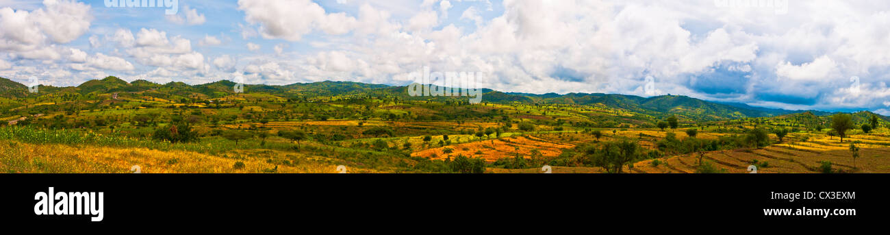 Jinka Ethiopia Africa village Konso region panoramic of Lower Omo ...