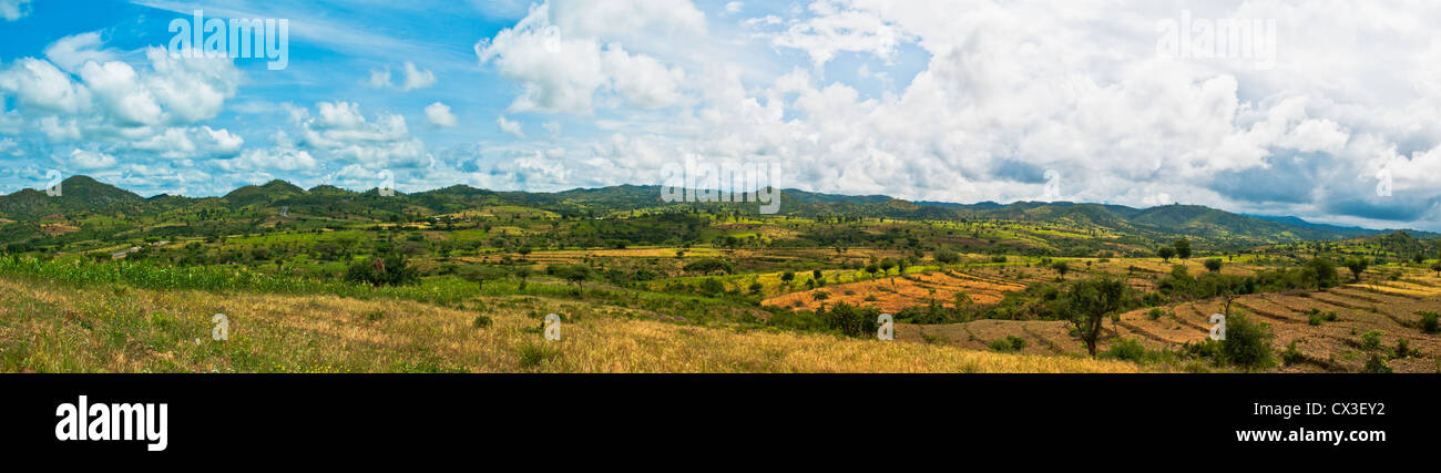 Jinka Ethiopia Africa village Konso region panoramic of Lower Omo ...
