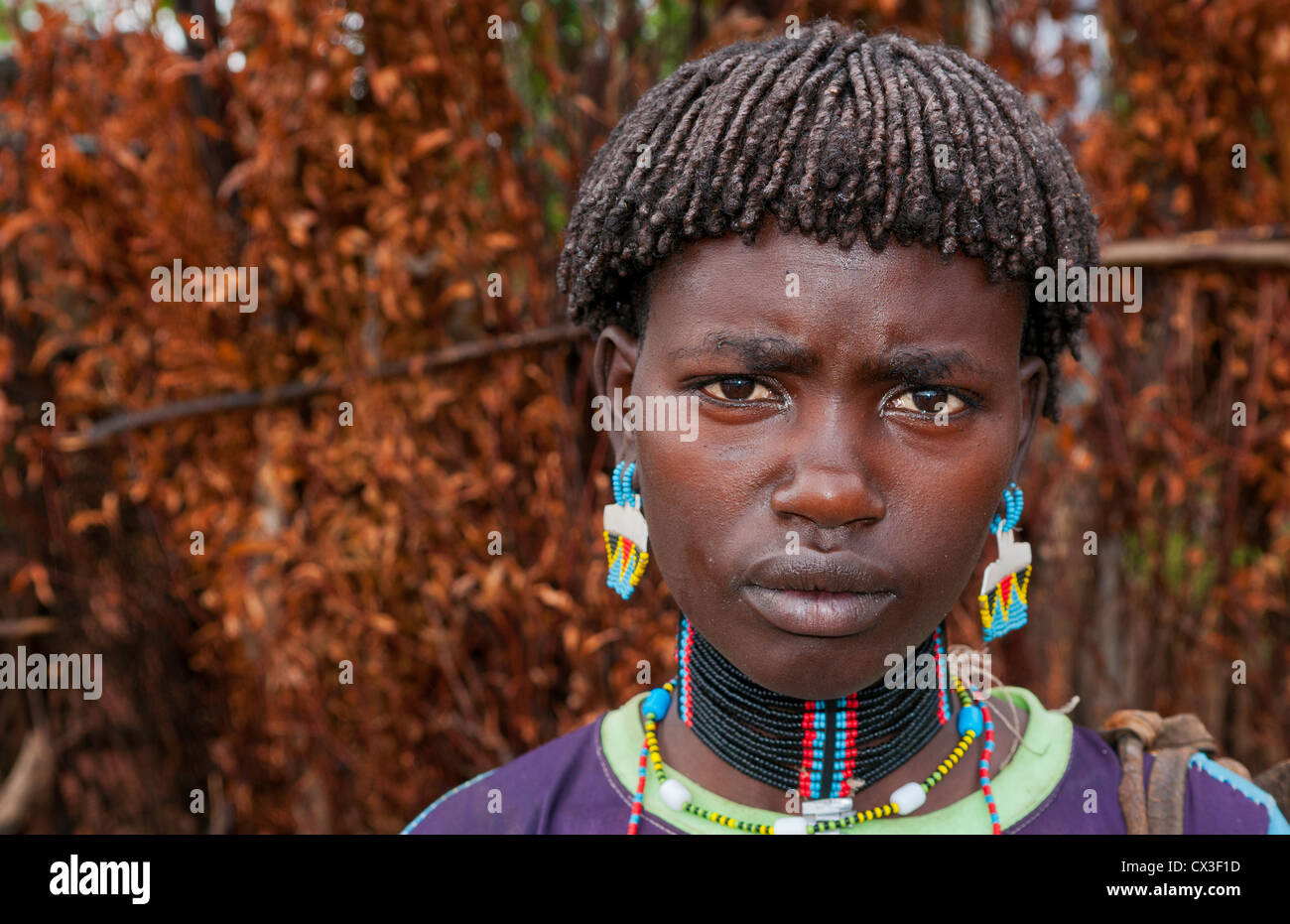 Key Afer Ethiopia Africa village Lower Omo Valley portrait closeup of ...