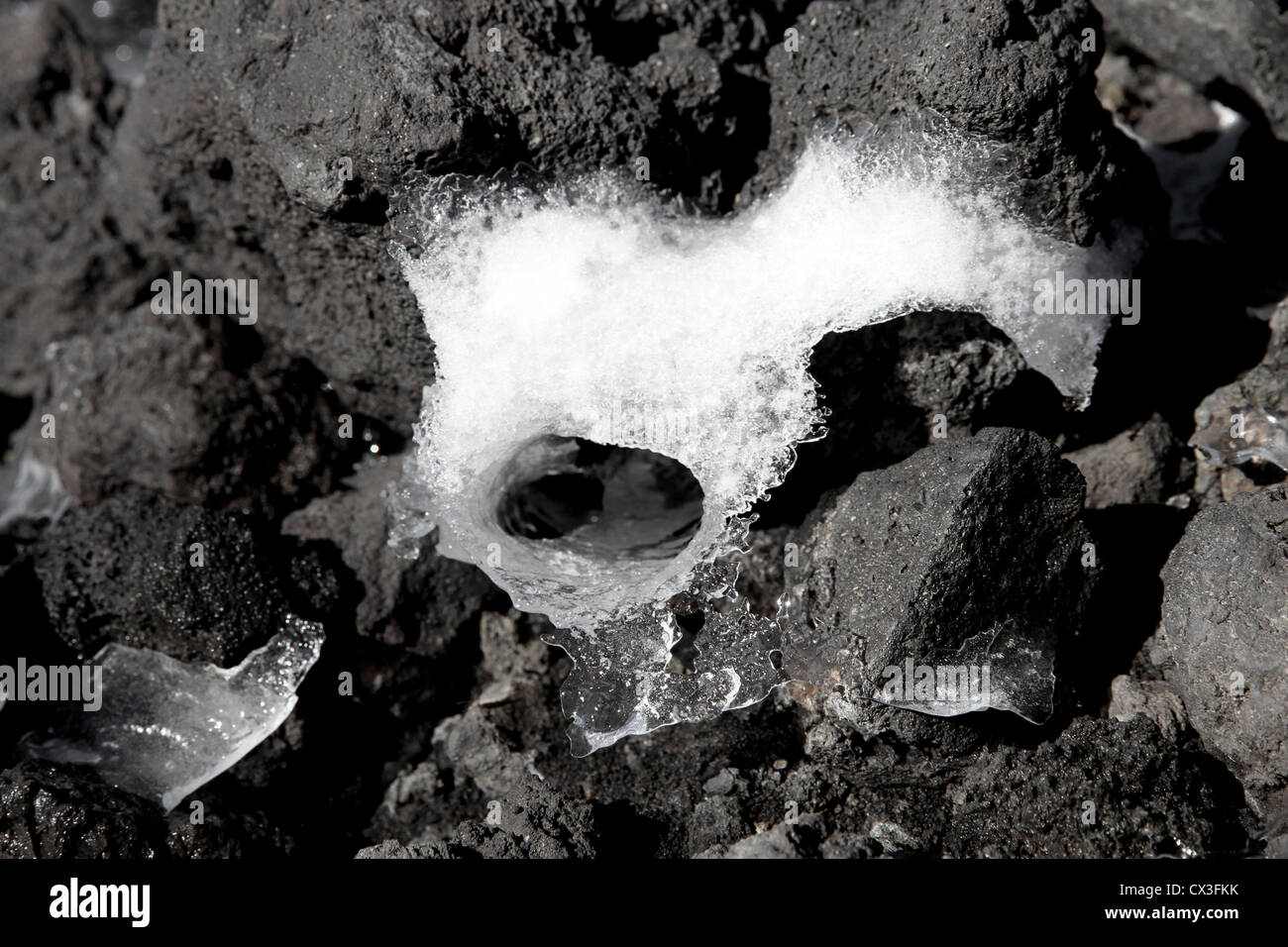 Ice on lava macro detail - mount Etna volcano Stock Photo - Alamy