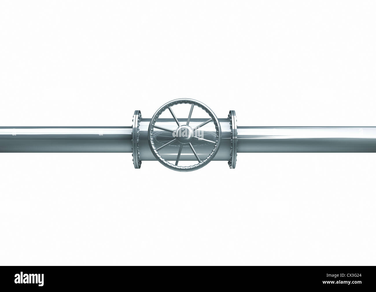stopcock on a silver pipeline for oil or water Stock Photo - Alamy