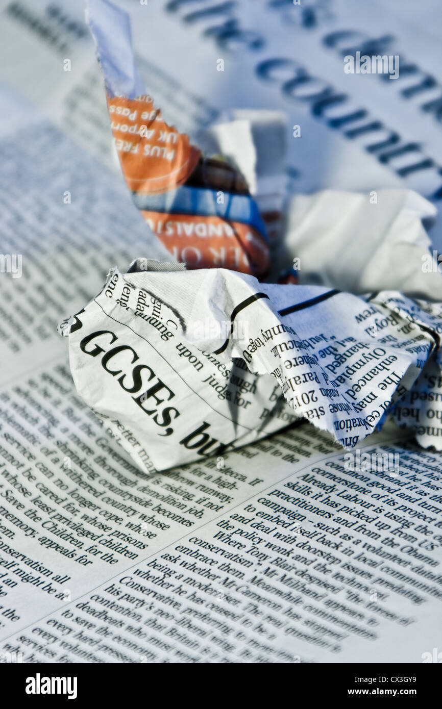 Scrunched up newspaper hi-res stock photography and images - Alamy