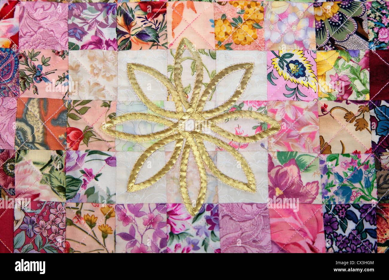 Detail of a traditional patchwork quilt Stock Photo - Alamy