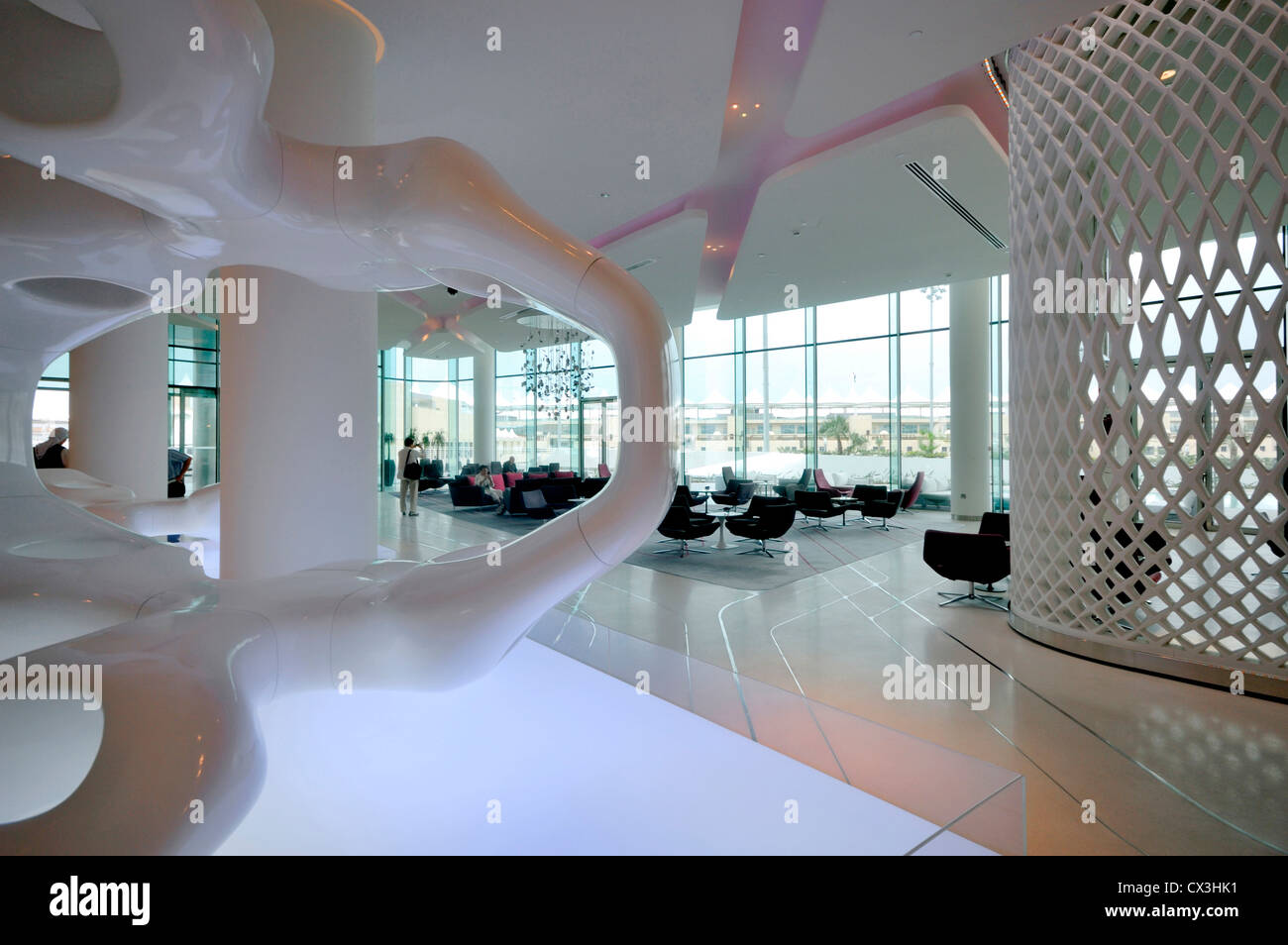 Yas Hotel, Abu Dhabi, United Arab Emirates. Architect: Asymptote, Hani ...