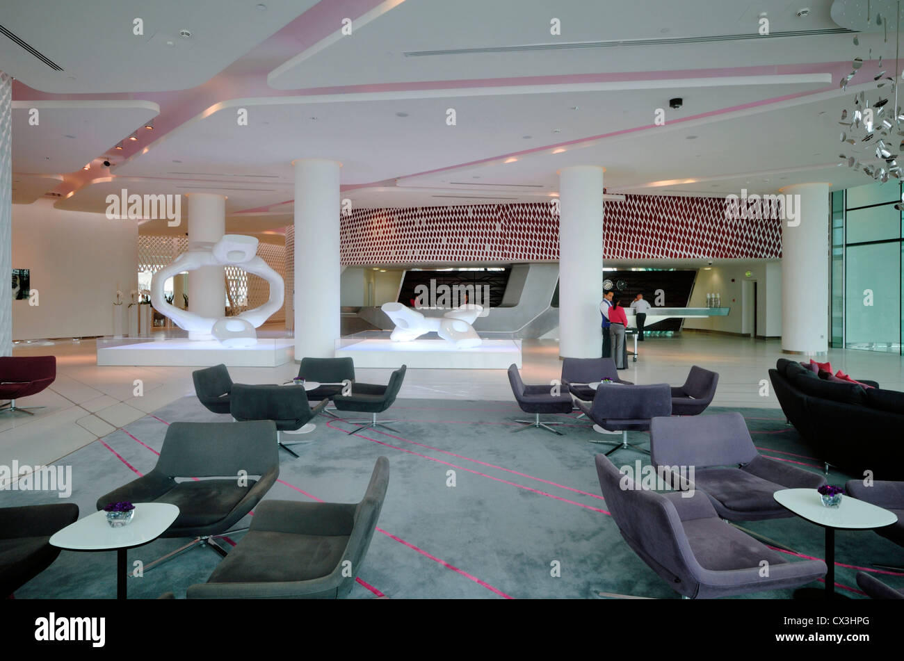 Yas Hotel, Abu Dhabi, United Arab Emirates. Architect: Asymptote, Hani ...