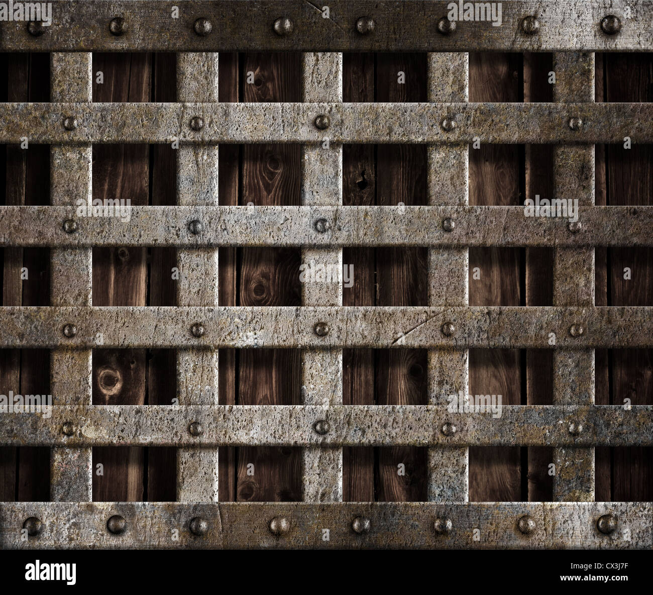 metal cage on wood background Stock Photo - Alamy