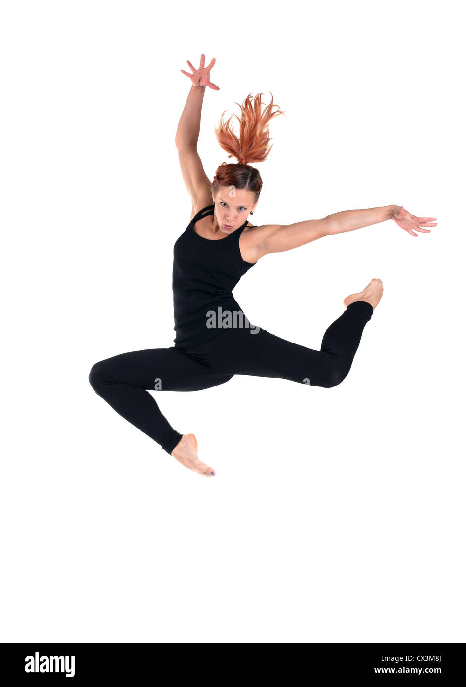 Beauty young woman jump in acrobatic costume isolated Stock Photo - Alamy