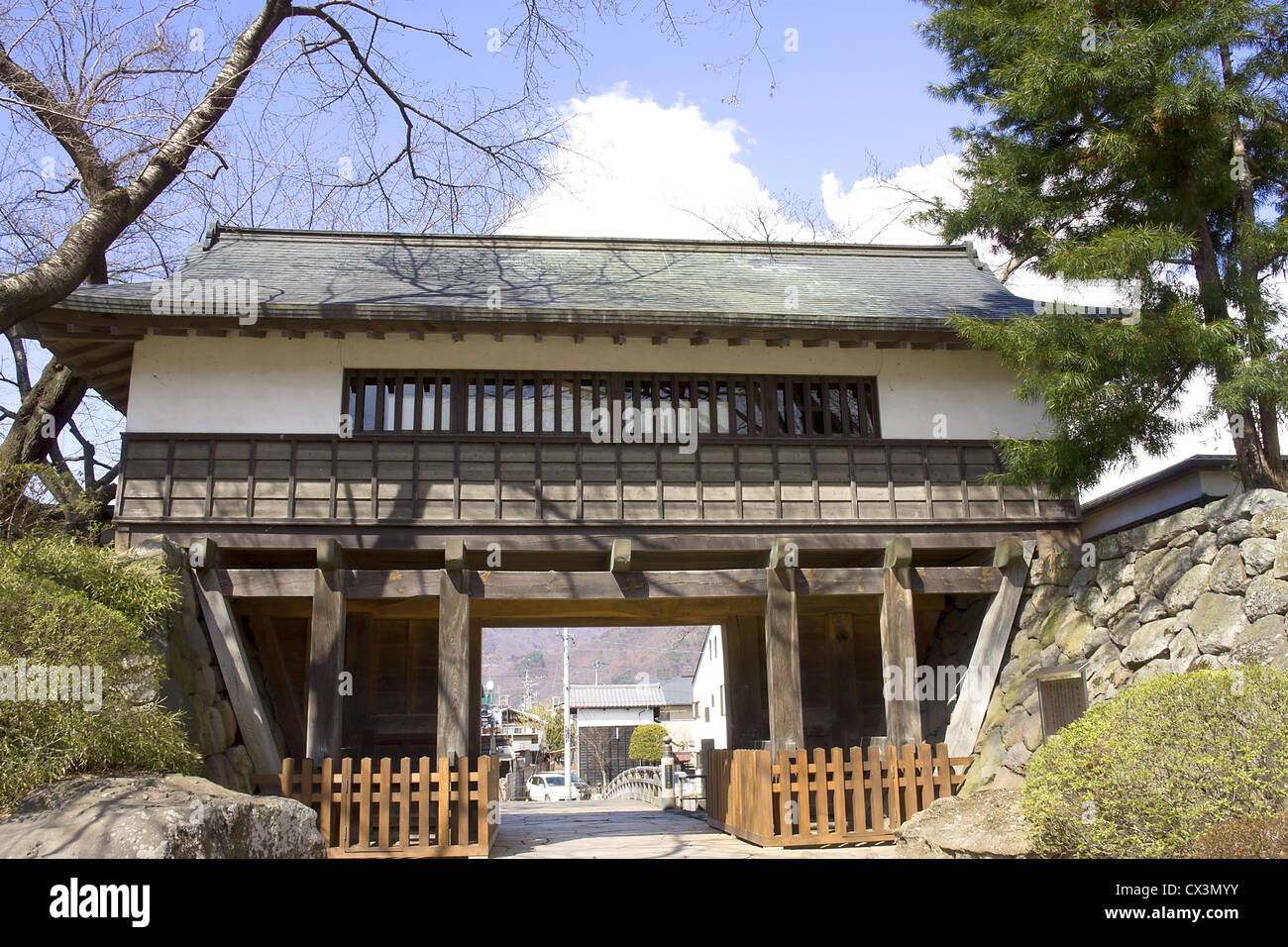 Takashima castle main gate. Suwa town, Nagano prefecture, Japan Stock ...