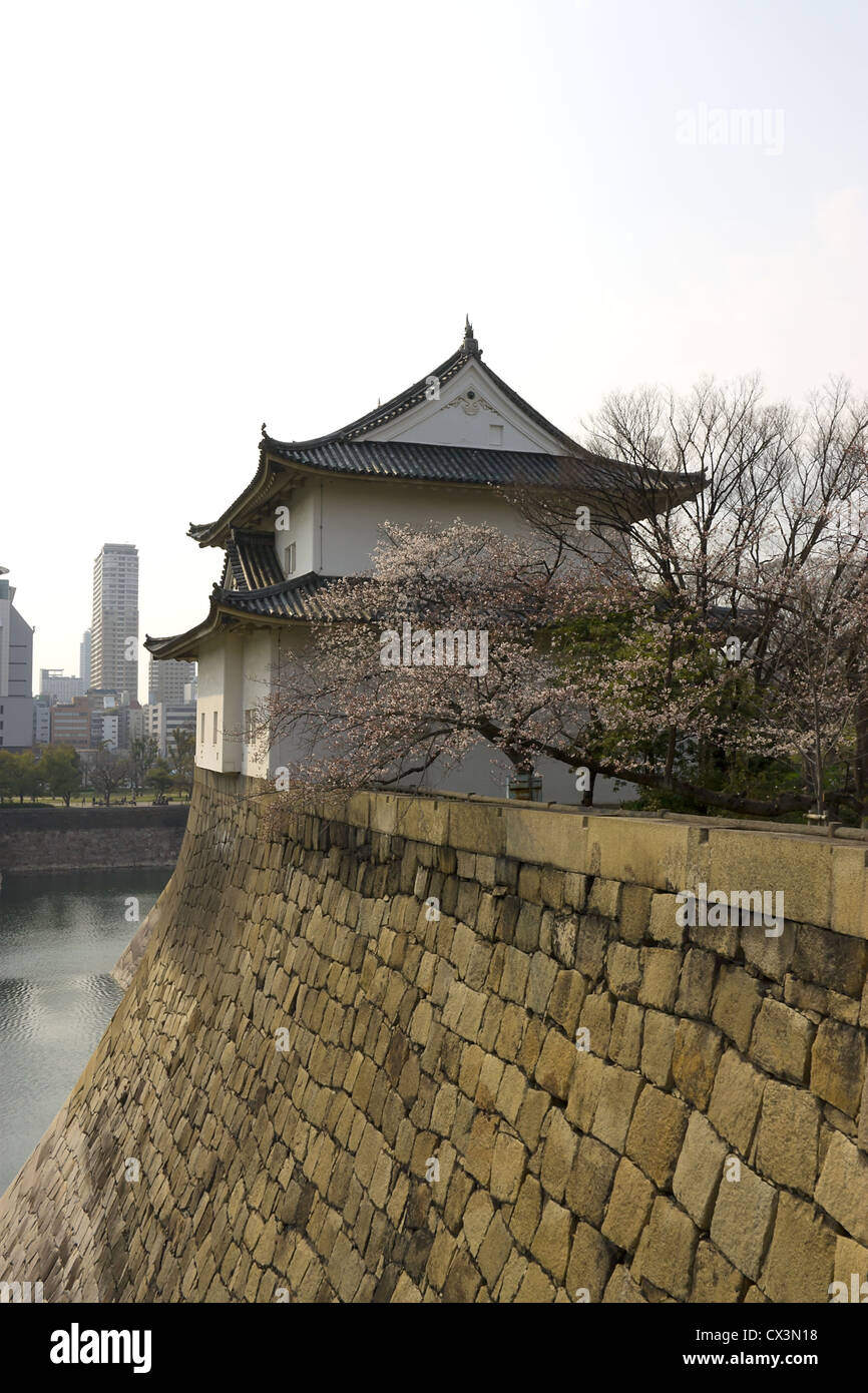 Rokuban-yagura. Two level turret in Osaka castle, Japan. Important ...
