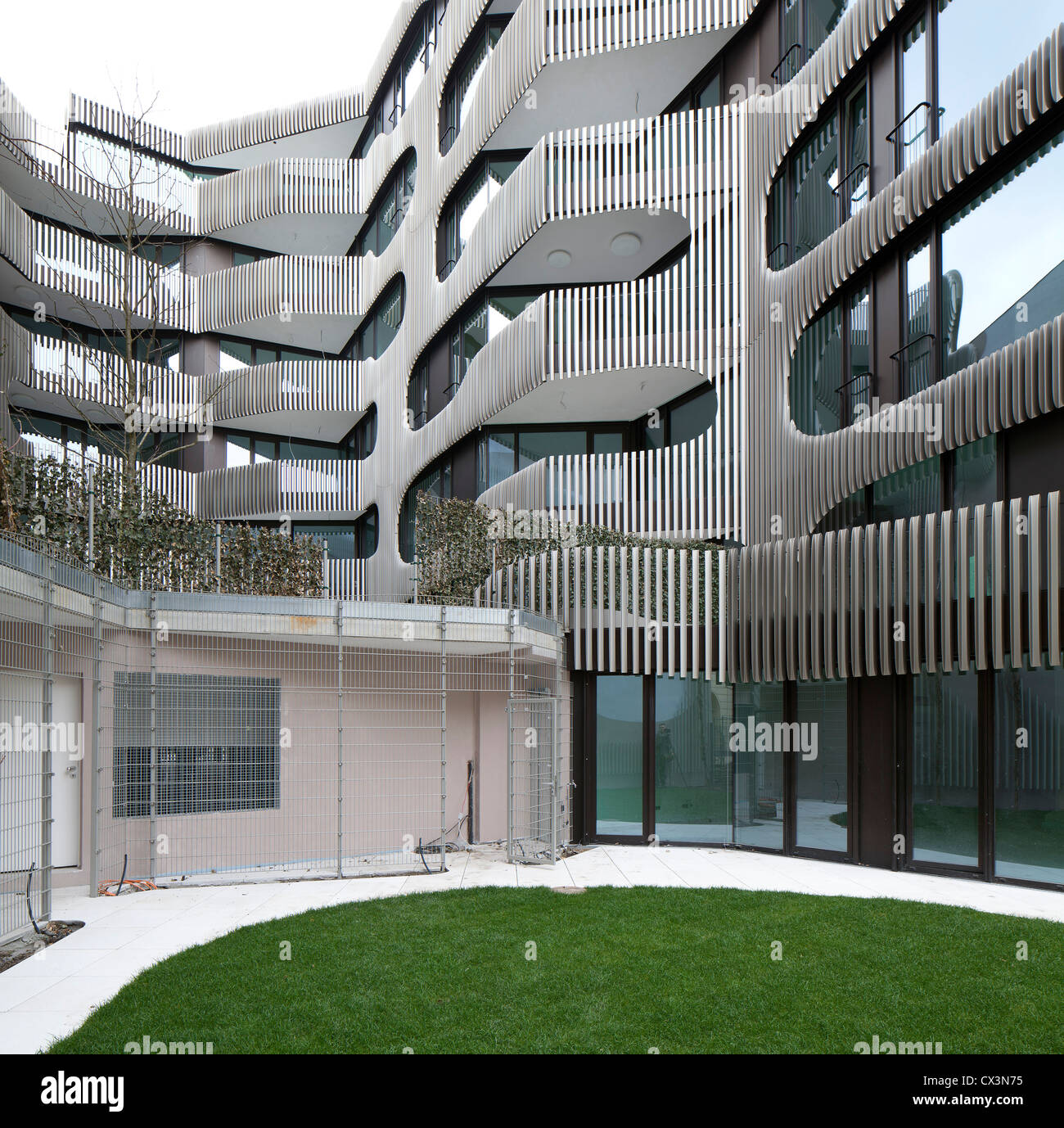 JOH3, Berlin, Germany. Architect: J. Mayer H., 2012. Garden view with ...