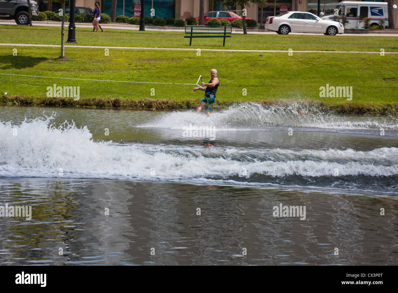 Wakeboard Demonstrations On The Lake Stock Photo - Alamy