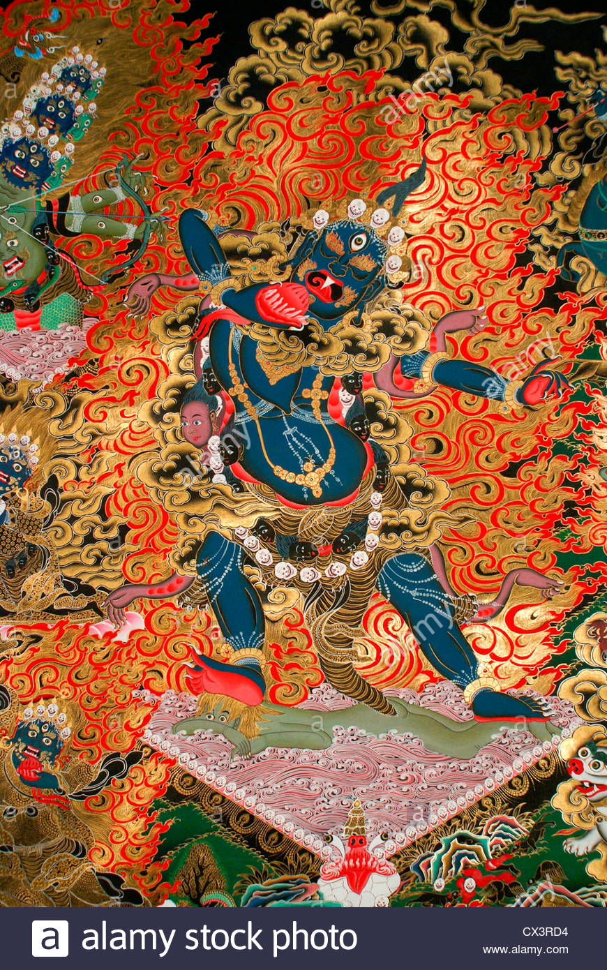 Tibetan Buddhist thangka painting of Ekajati painted in Nepal Stock ...