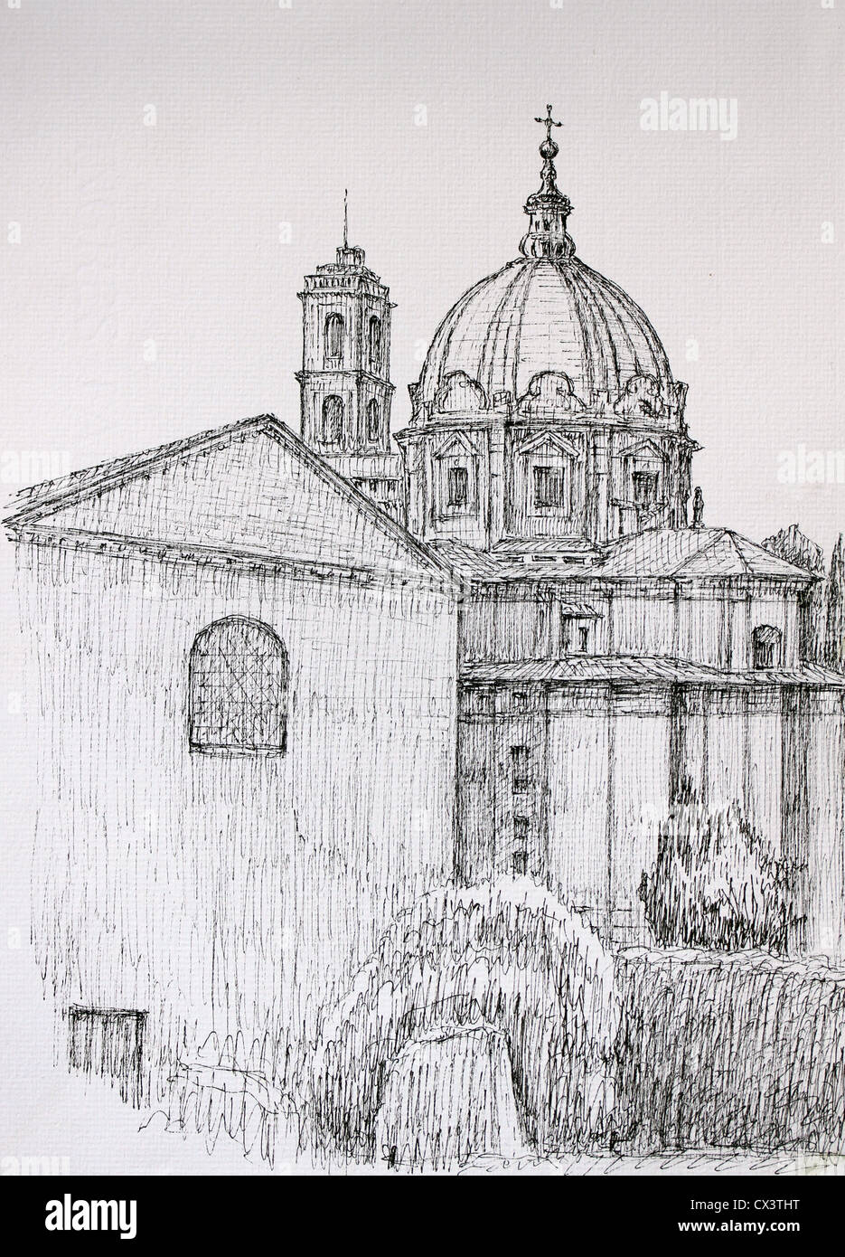 Roman Forum cityscape painted by ink Stock Photo - Alamy