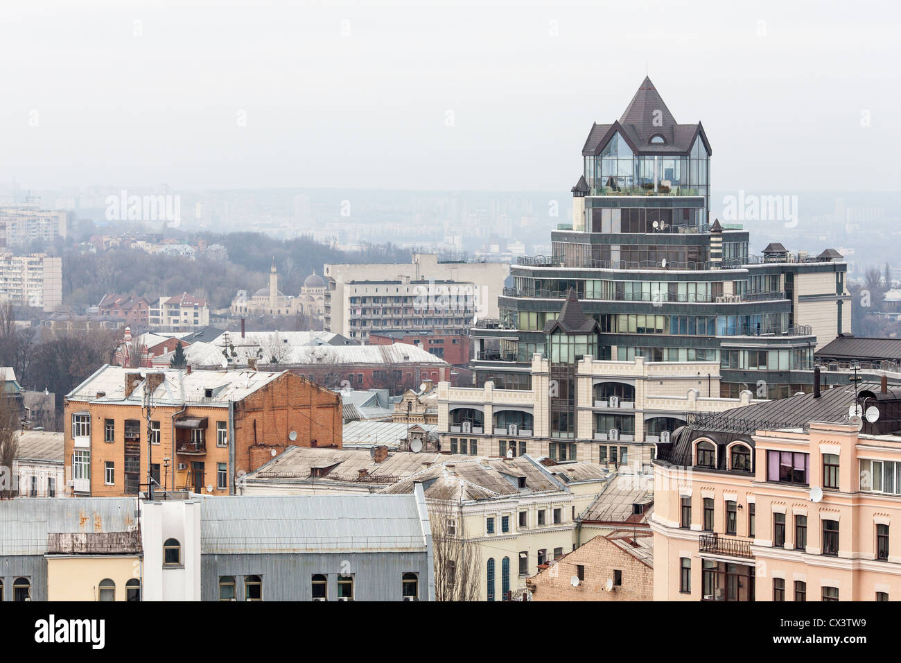 Modern high-rise building with condominiums and offices in downtown ...
