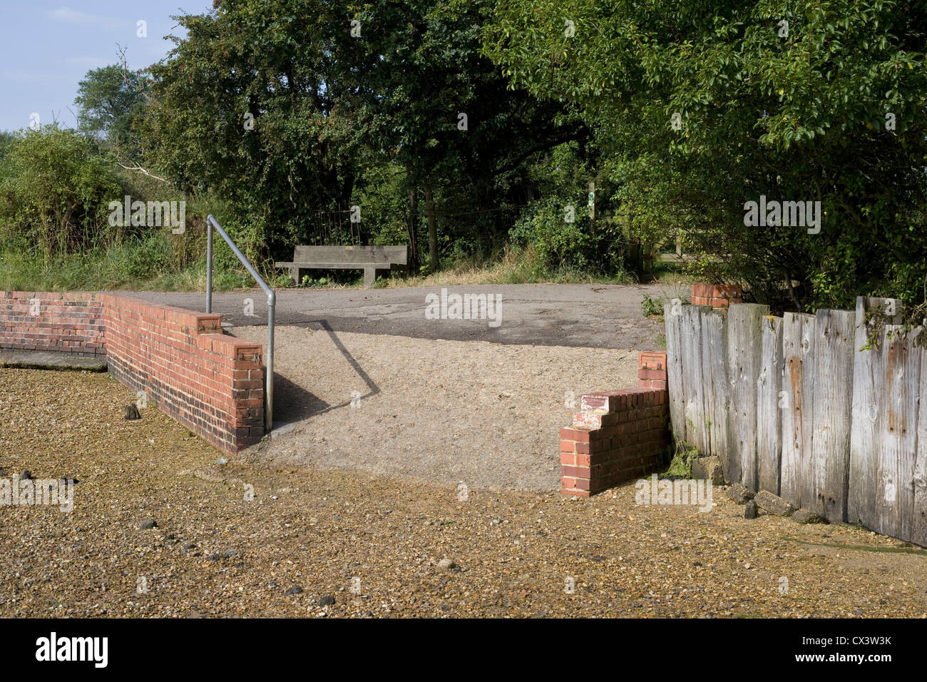 Sloping path down on to beach at Langstone, Havant, Hampshire Stock ...