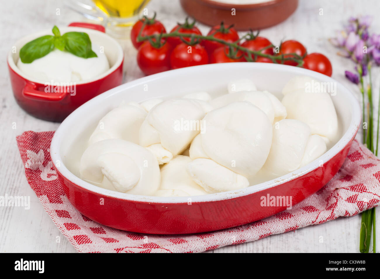 dish of some fresh italian mozzarella cheese Stock Photo - Alamy