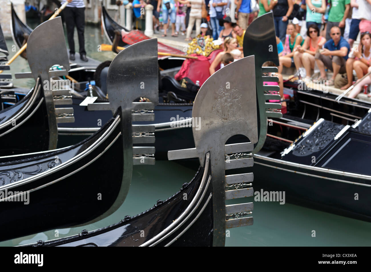 Gondola steel comb like bows, Venice, Italy Stock Photo - Alamy