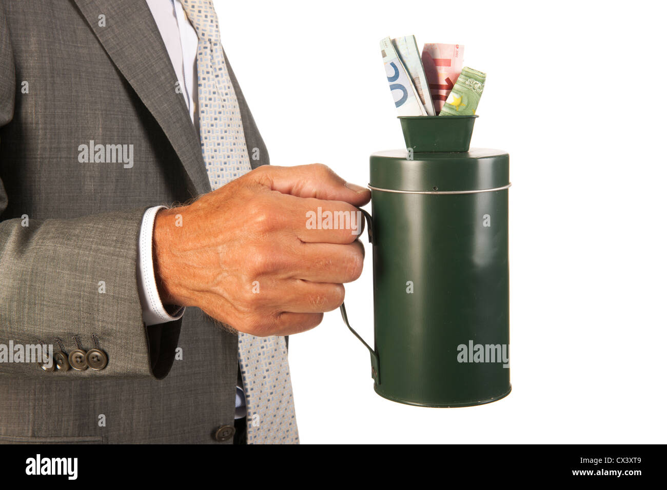 Collecting box with euro currency isolated over white background Stock ...