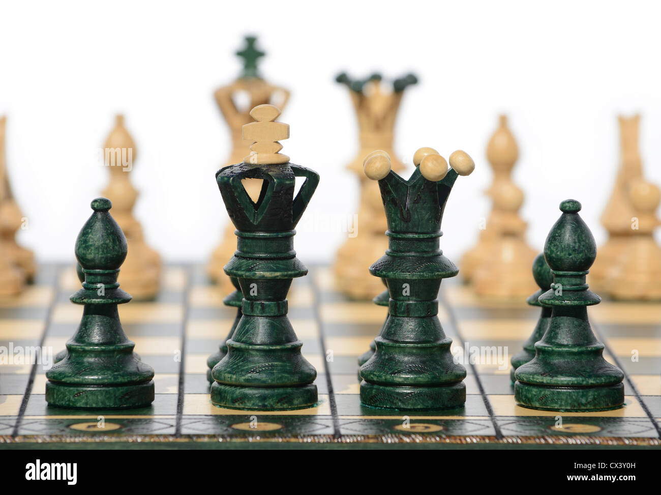 Chess board and chess pieces close up with withe background Stock Photo ...