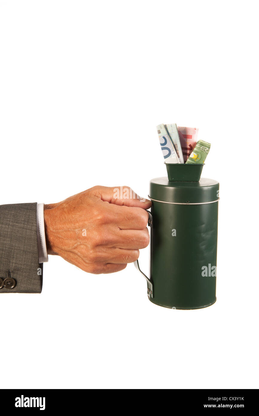 Collecting box with euro currency isolated over white background Stock ...